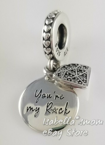 MY ROCK Authentic PANDORA Silver DIAMOND Mom Dangle Charm 798102CZ NEW ...
