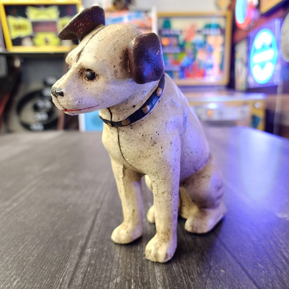 RCA Dog Piggy Bank Cast Iron "Nipper" Coin Bank With Hand Painted ...