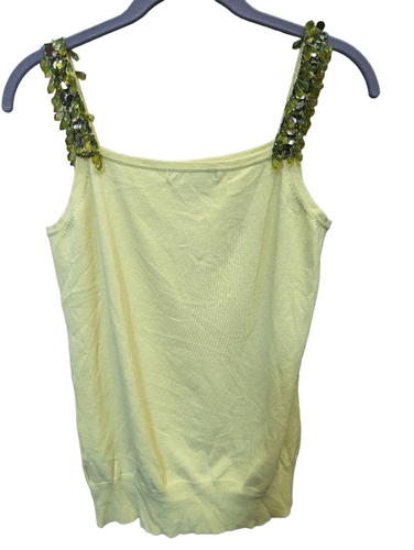 Ruby Cho Women's Yellow Knit Green Beaded Straps Tank Top Small | eBay
