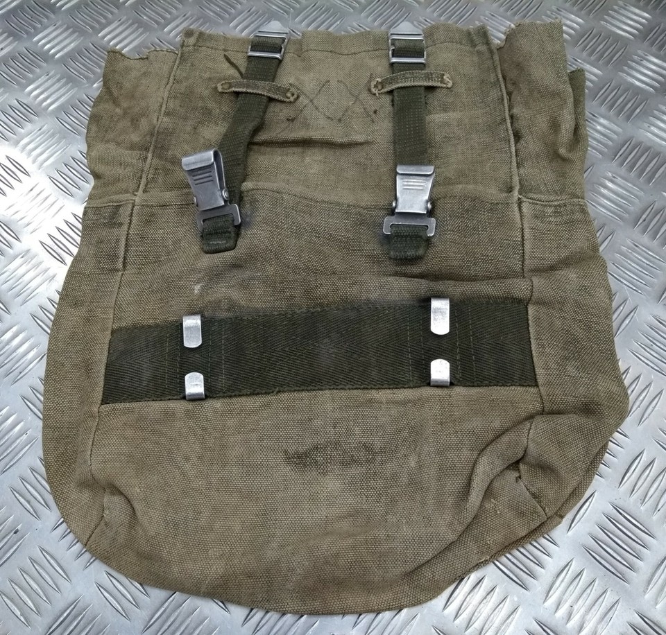 Genuine Vintage Military Issue Heavy Duty Canvas Back Pack Pannier Side ...