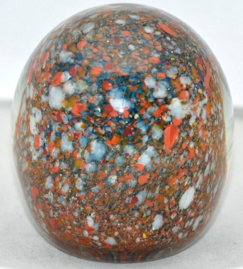 Art Glass Paperweight Egg & Brass Stand Granite Look in Glass 6" High ...
