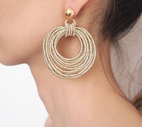 Multilayer Drop Earrings Vintage Round Dangle Circular Rope Women Ear ...
