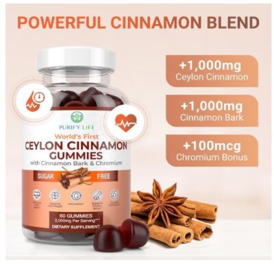 Sugar-Free Ceylon Cinnamon Gummies 2,000mg/Serving Joint Pain Support ...