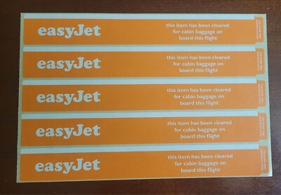 EasyJet Airlines Aviation Sticker Complete Sheet of 5 Cabin Baggage ...