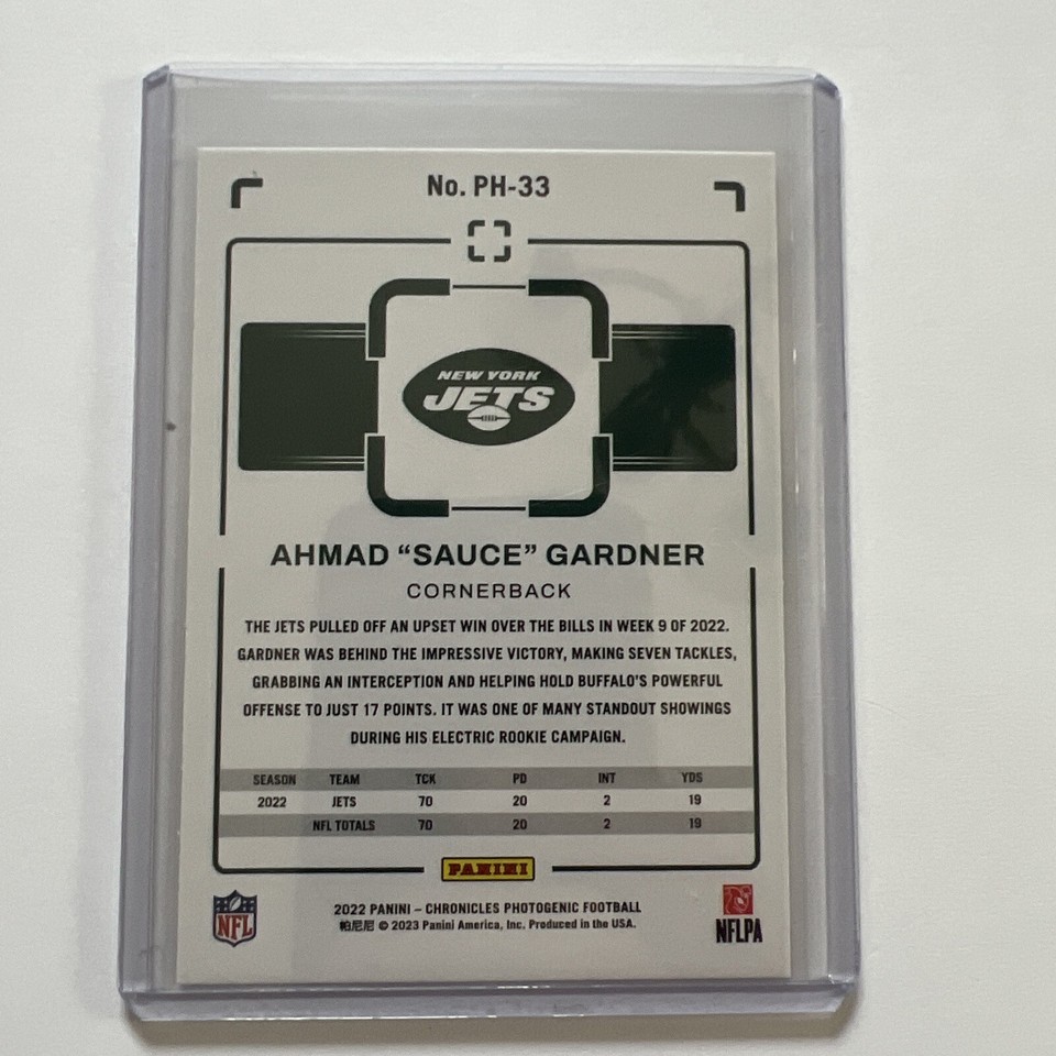 2022 Chronicles Ahmad "Sauce" Gardner Photogenic “Cheesehead” Rookie # ...