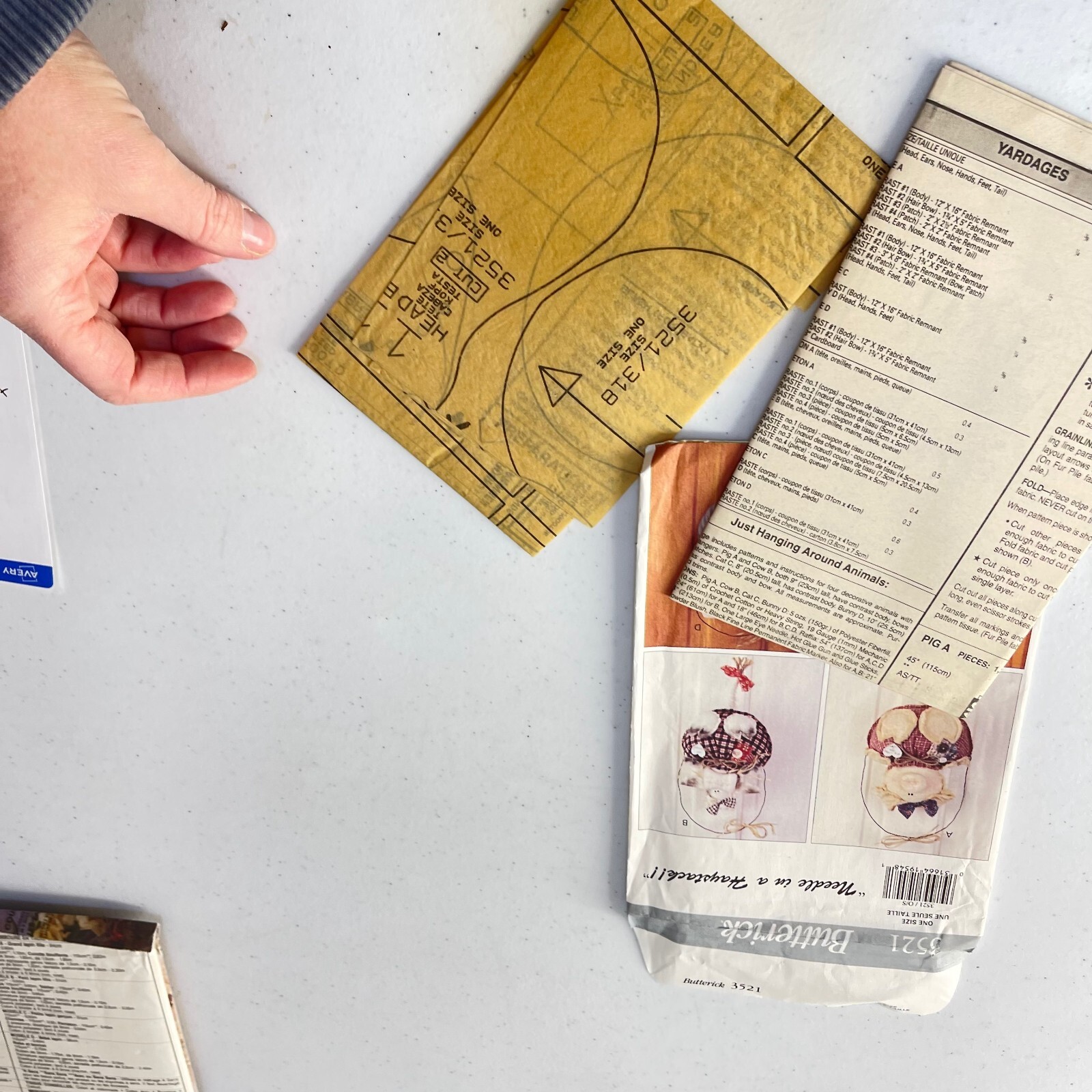 vtg butterick crafts sewing pattern stuffed rabbit cat pig 3521 | eBay