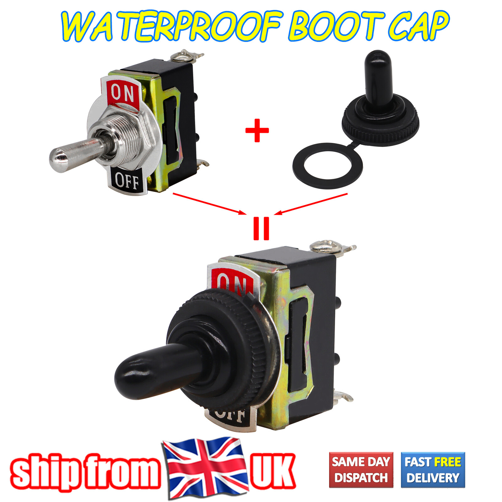 5 x 12V Heavy Duty Toggle Flick Switch ON/OFF Car Dash Light Metal SPST ...