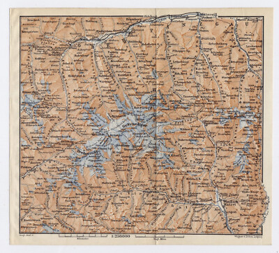 1910 ANTIQUE MAP OF VICINITY OF GROßVENEDIGER HOHE TAUERN EASTERN ALPS ...