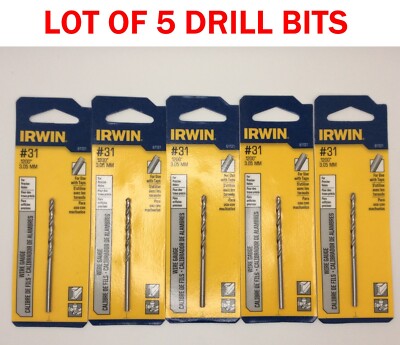 Irwin 81131 #31 High Speed Steel Wire Gauge Jobber Lengthier Drill Bit ...