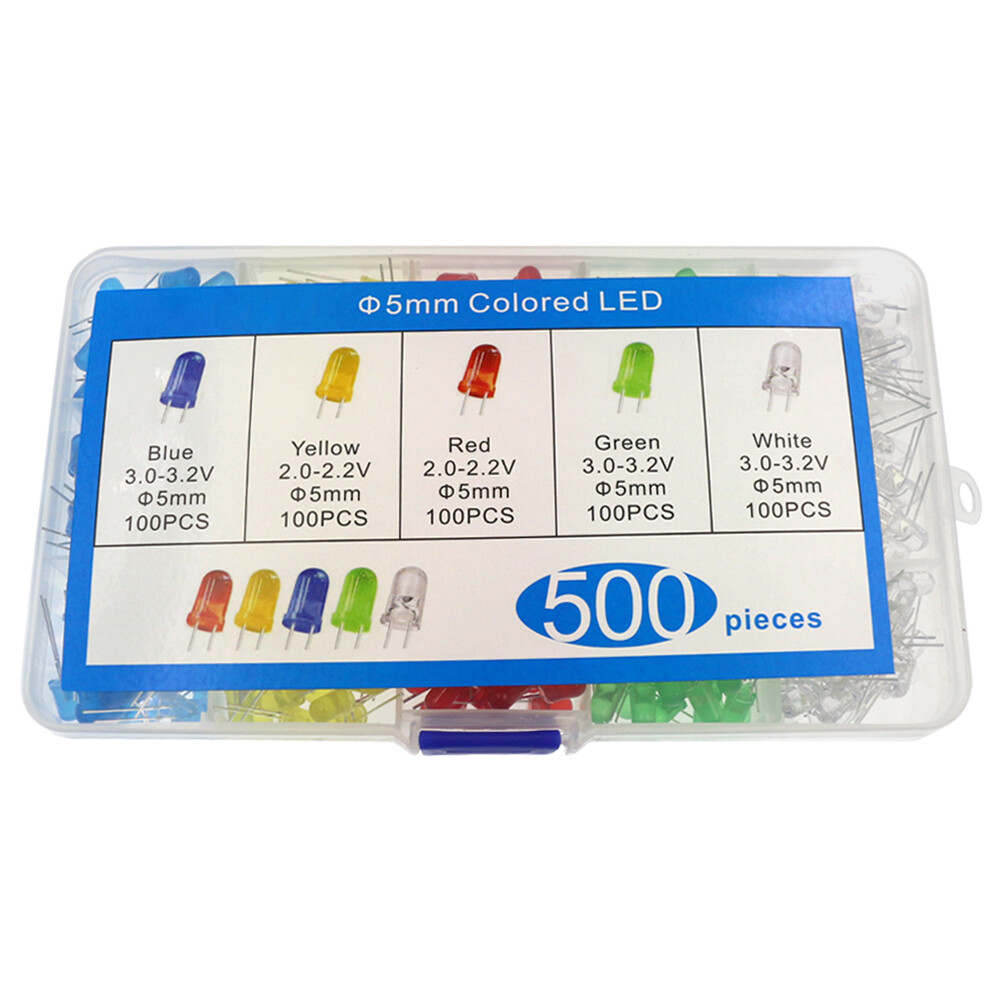 500Pcs Luminous Diode Kit 100Pcs/Color 5MM Light Emitting Diode Set ...