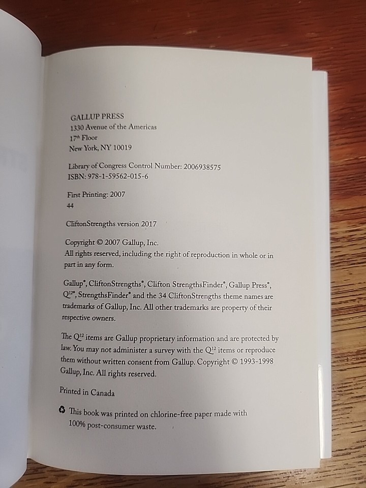 StrengthsFinder 2. 0 by Gallup (2007, Hardcover) with Unused access ...