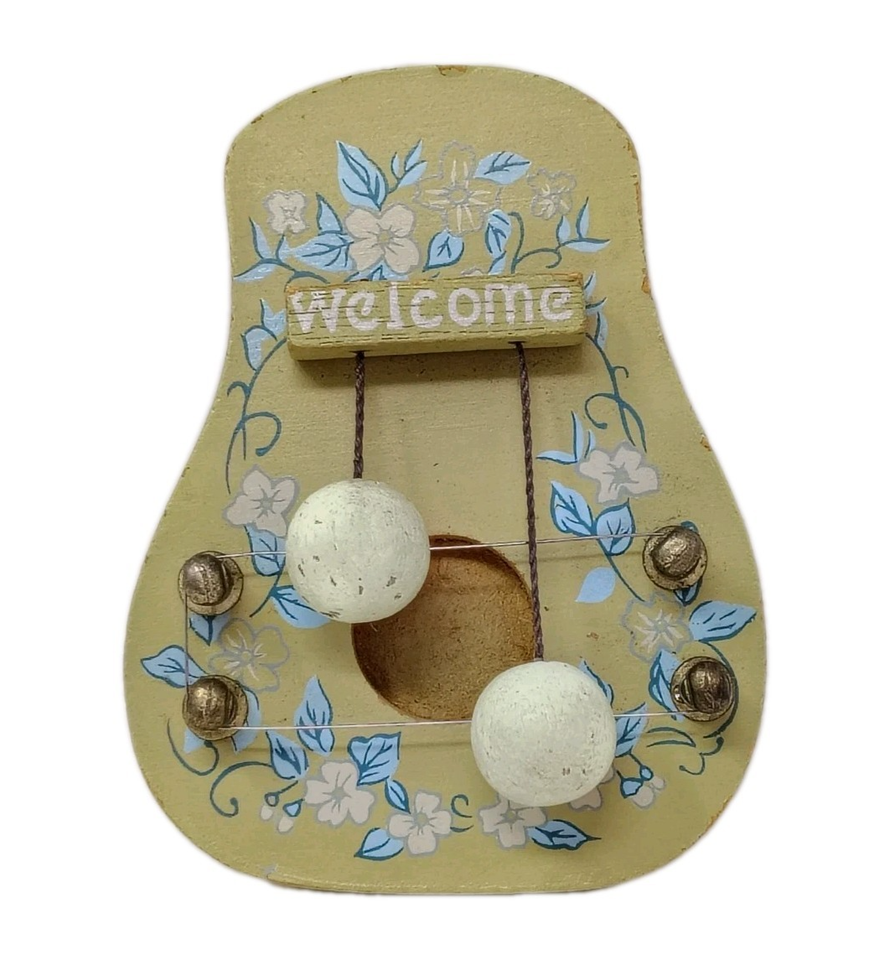 VTG Mini Wood Door Harp MAGNET Music Folk Art Miniature Hand Painted ...