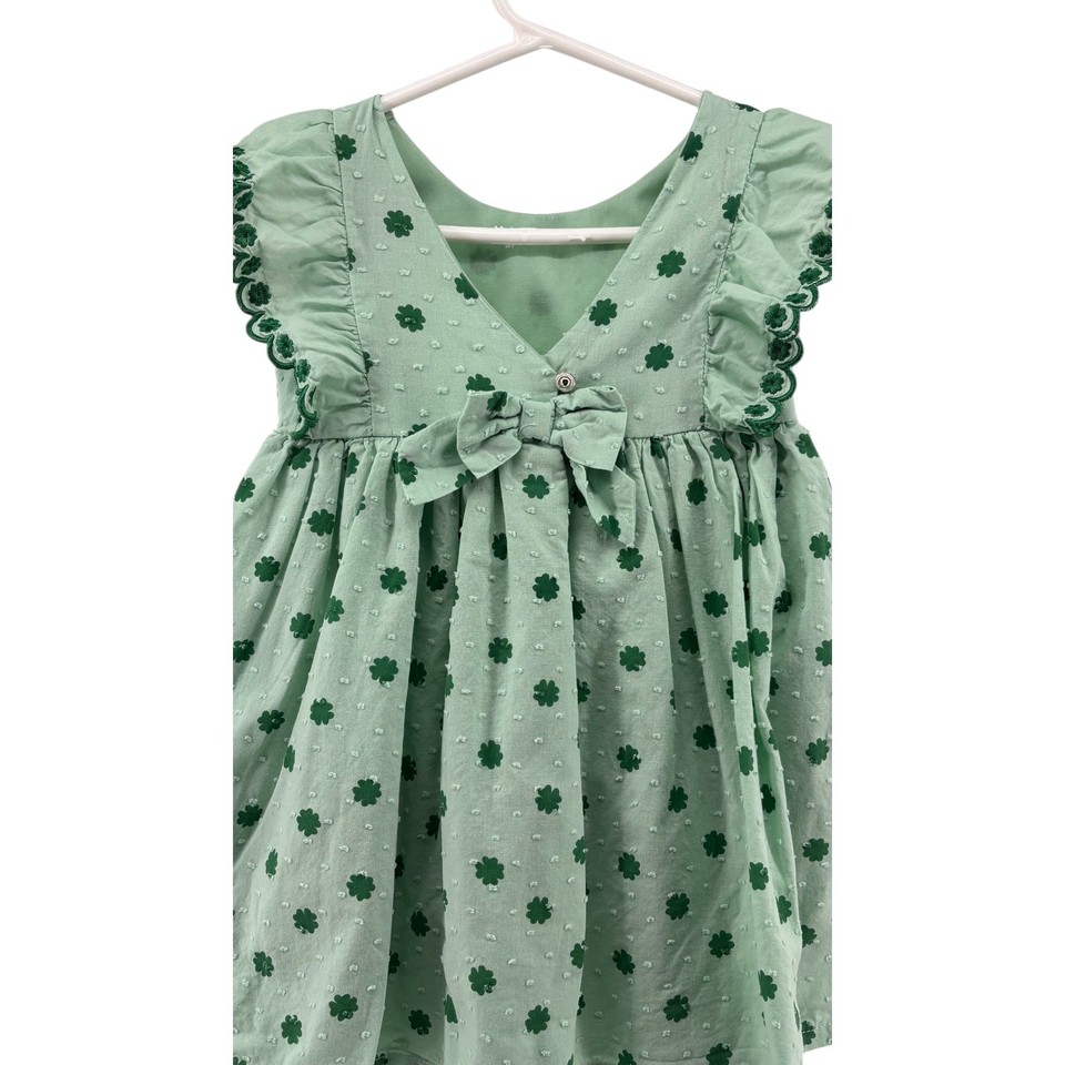 Isaac Mizrahi Toddler Girls Green Clover Dress Size 2T Flutter Sleeve ...