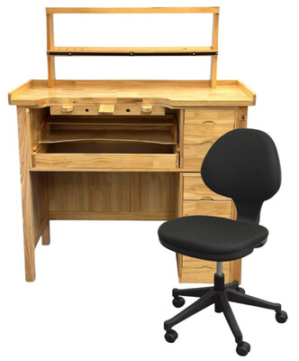 7 Drawer Deluxe Solid Wooden Jewelers Studio Work Bench with Shelf and ...