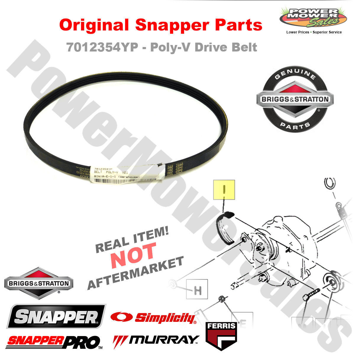 Genuine OEM Snapper 7012354YP Multi Ribbed Mower Drive Belt 1-2354 ...