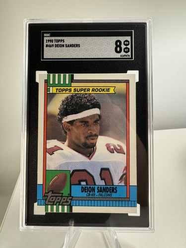 Deion Sanders 1990 Topps Football Super Rookie Card #469 SGC 8 Atlanta ...