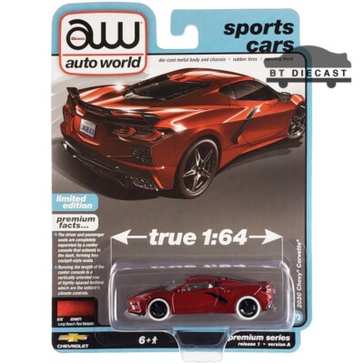 AUTOWORLD PREMIUM 2023 2020 CHEVROLET CORVETTE 1/64 RED METALLIC ...