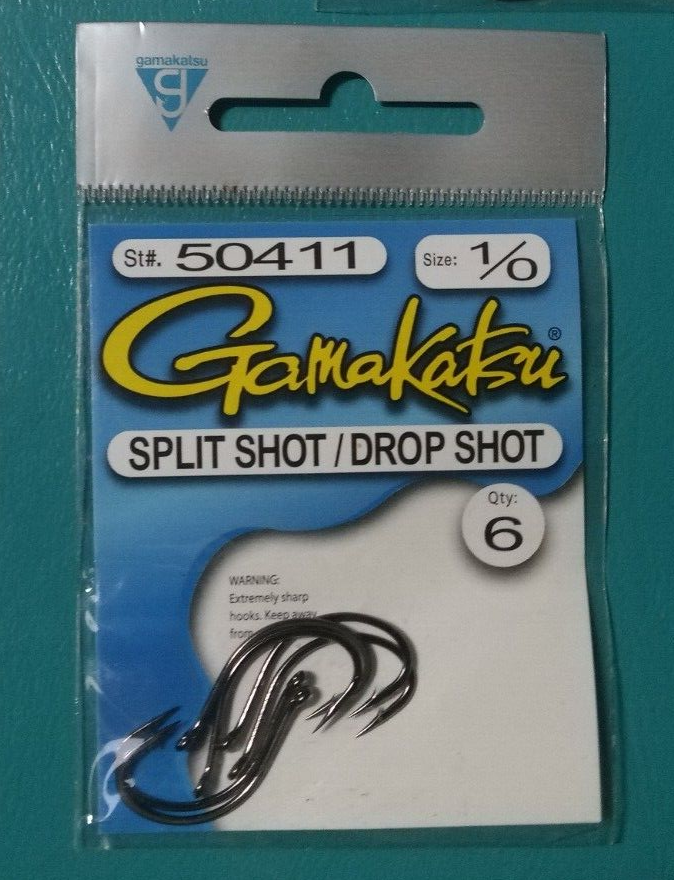 Gamakatsu 50411 Split Shot/Drop Shot Hook Size 1/0 Needle Point, 5-6 ...