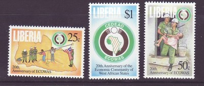 Liberia # 1191-93 MNH 1995 ECWA 20th Anniversary Issue Map Flag | eBay