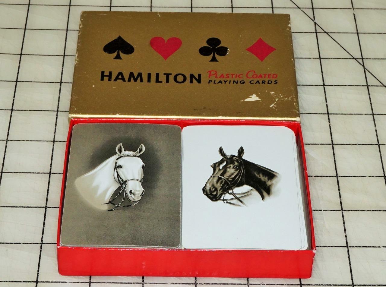 Vintage Hamilton Plastic Coated Playing Cards Horses 2 Decks Complete ...