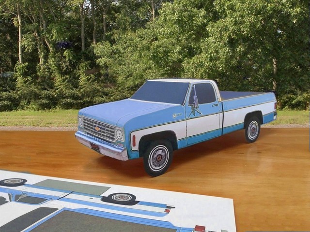 Papercraft 1975 Chevrolet Silverado 2 tone pickup paper model truck 1pc ...