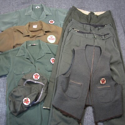 Vintage Texaco Gas Station Attendant Wool Uniforms Pants Shirt Vest Hat ...
