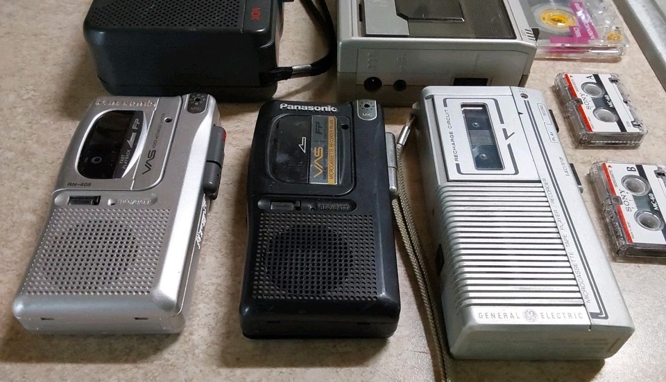Lot 5 Vtg Micro Mini Old Cassette Tape Recorders Panasonic Radio Shack ...