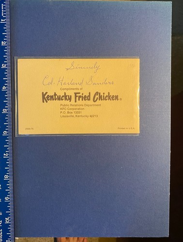 Col.Harland Sanders Autograph - Kentucky Fried Chicken Recipe booklet ...