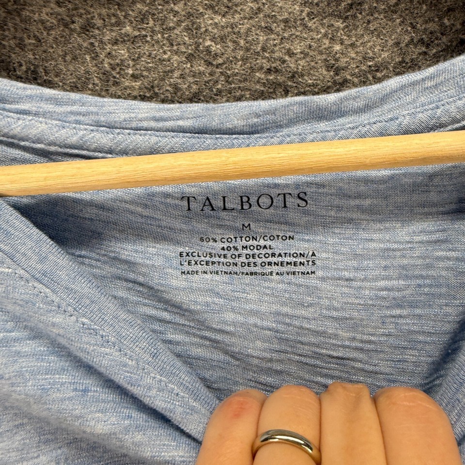 Talbots T-Shirt Women M Medium Blue Long Sleeve Cotton Round Neck Pullover | eBay
