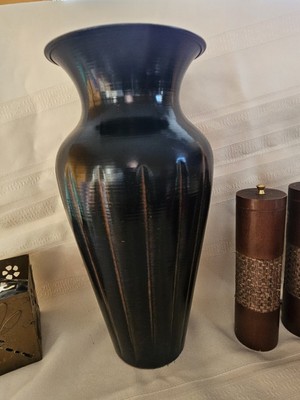 Elegant Expressions Large Rustic Solid Black And Cream Metal Vase | eBay