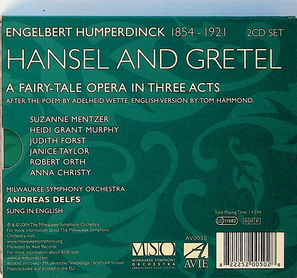 Humperdinck: Hansel And Gretel -Milwaukee Orchestra 2-CD -Andreas Delfs ...