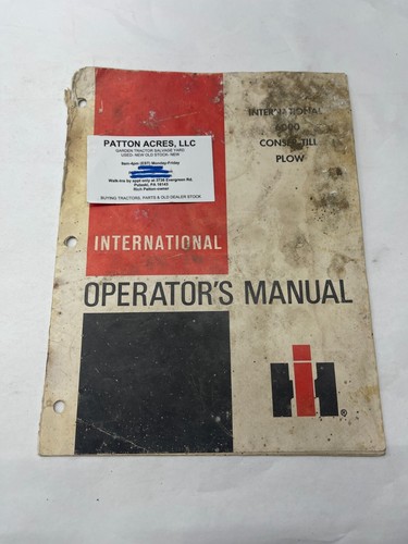 Operator's Manual for IH 6000 Conser-Till Plow | eBay