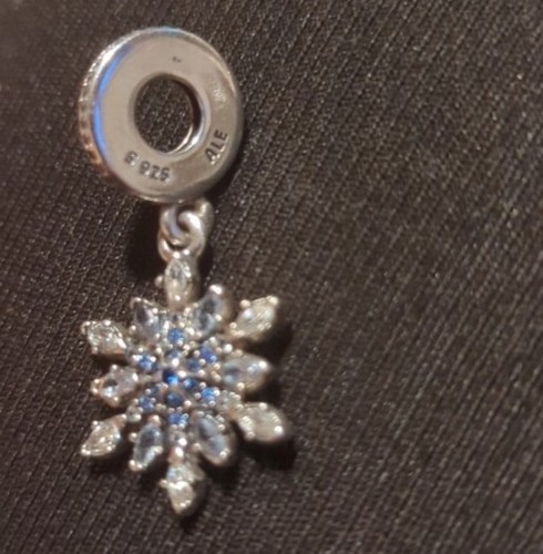 Authentic Pandora Crystalized Snowflake Blue Crystals Clear CZ Dangle ...