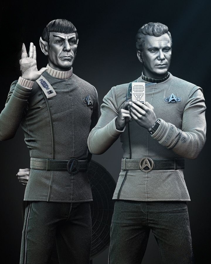 Captain Kirk & Spock Resin Sculpture Statue Model Kit Unpainted ...