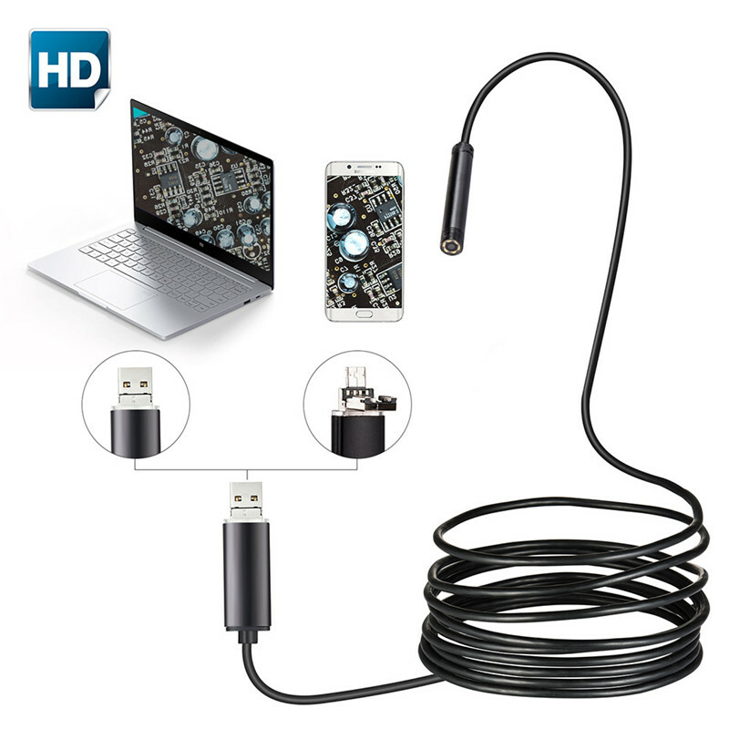 Endoscope Waterproof Snake Borescope USB Inspection Camera Kit 1M 7mm ...