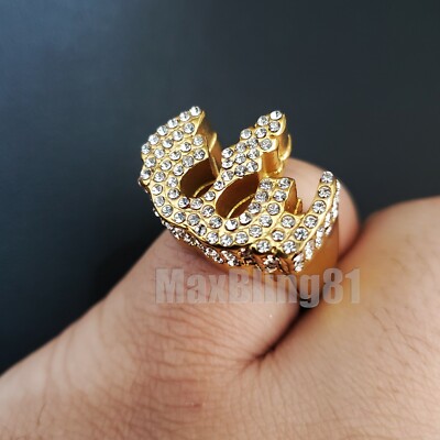 STAINLESS STEEL HIP HOP ICED BLING ALLAH MUSLIM PINKY FASHION RING SIZE ...