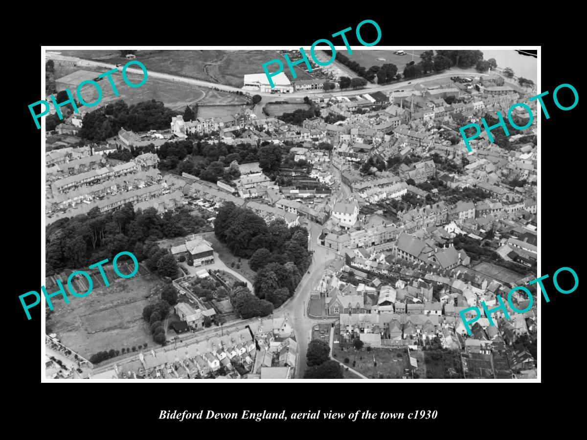 OLD 8x6 HISTORIC PHOTO OF BIDEFORD DEVON ENGLAND AERIAL VIEW OF TOWN ...