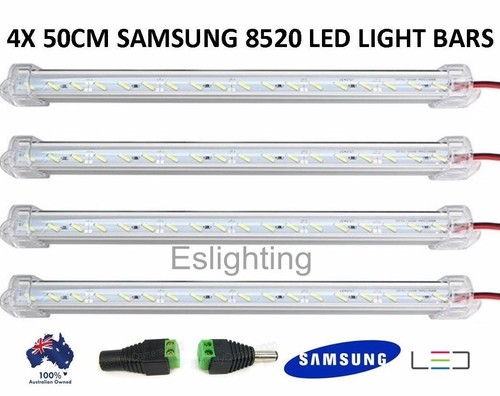 4X 50CM 12V 8520 CLEAR LED STRIP LIGHT BAR CARAVAN CAMPING BOAT TENT ...