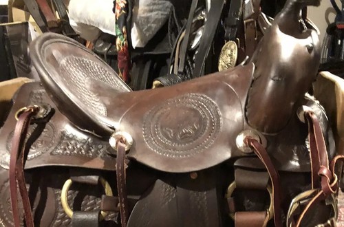 Vtg H.H. Heiser Saddle 1920s Brown Leather Highback 15” Seat Restored ...