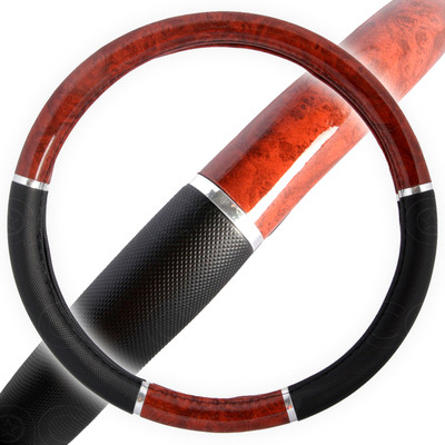 Wood Grain Steering Wheel Cover for Auto Car SUV Lux Grip Black Syn ...