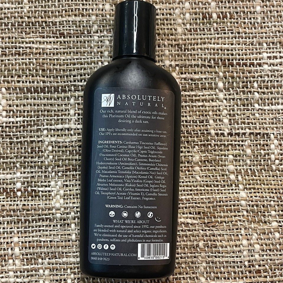 Absolutely Natural Platinum Oil tanning Enhancer Kukui Macadamia 6 oz ...