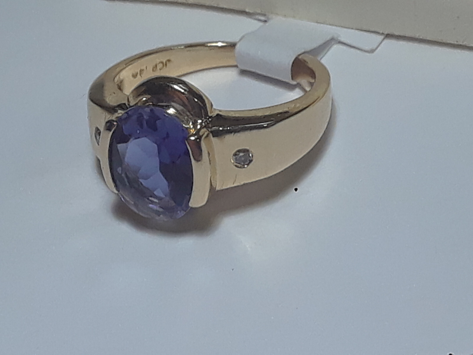 Estate 1.75ct Natural Tanzanite & Diam JC Rinker 14Kt YG 1/2 bezel S-4 ...