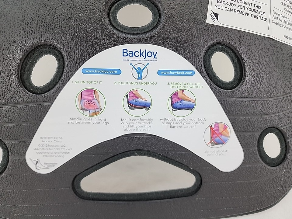 BackJoy SitSmart Posture Plus Seat Lower Back Pain Relief Travel Black ...