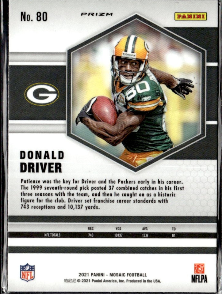 2021 Panini Mosaic #80 Donald Driver Near Mint | eBay