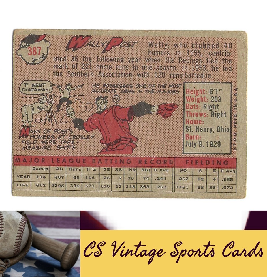 1958 Topps #387 Wally Post | eBay