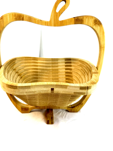 Collapsible Wooden Apple Shape Basket Stand Bowl Trivet Folkart Fruit Bread FrSh | eBay