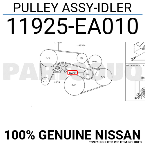 11925EA010 Genuine Nissan PULLEY ASSY-IDLER 11925-EA010 | eBay