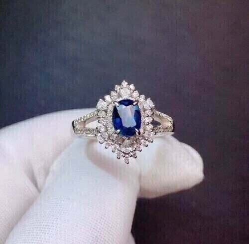3.20Ct Oval Cut Lab-Created Sapphire Engagement Ring 14K White Gold ...