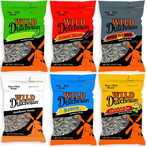 5.5oz/6.5oz Wild Dutchman Sunflower Seeds - Ranch, Bacon, BBQ ...