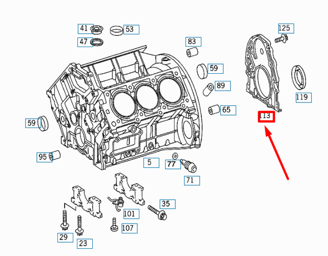 Mercedes-Benz E W210 Crankshaft Sealing Rear Cover A1120110208 Genuine ...